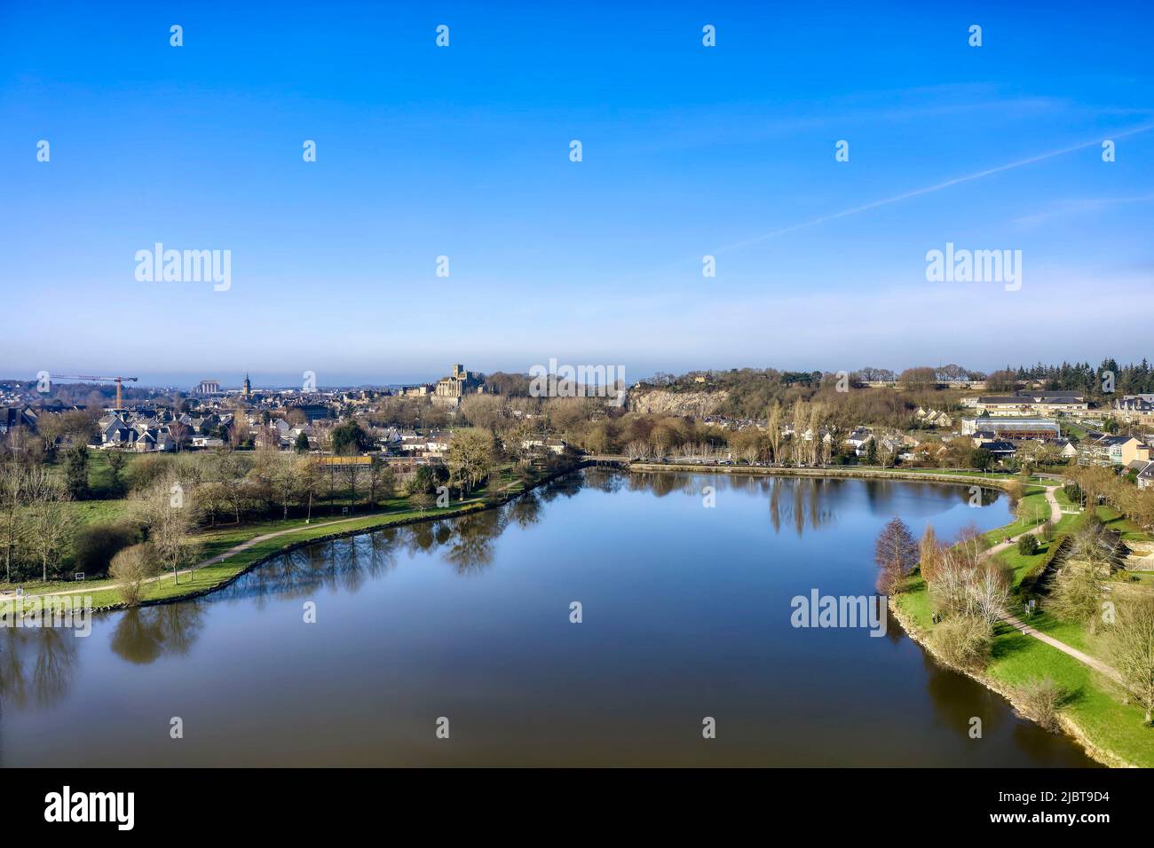 France, Côtes d'Armor, Lamballe, lake and Gaudu city park, in the ...