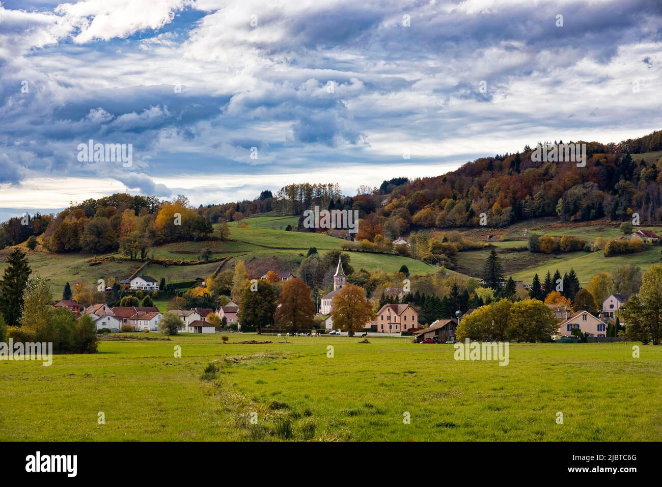France, Haute-Saône (70), Corravilliers, small typical French village ...