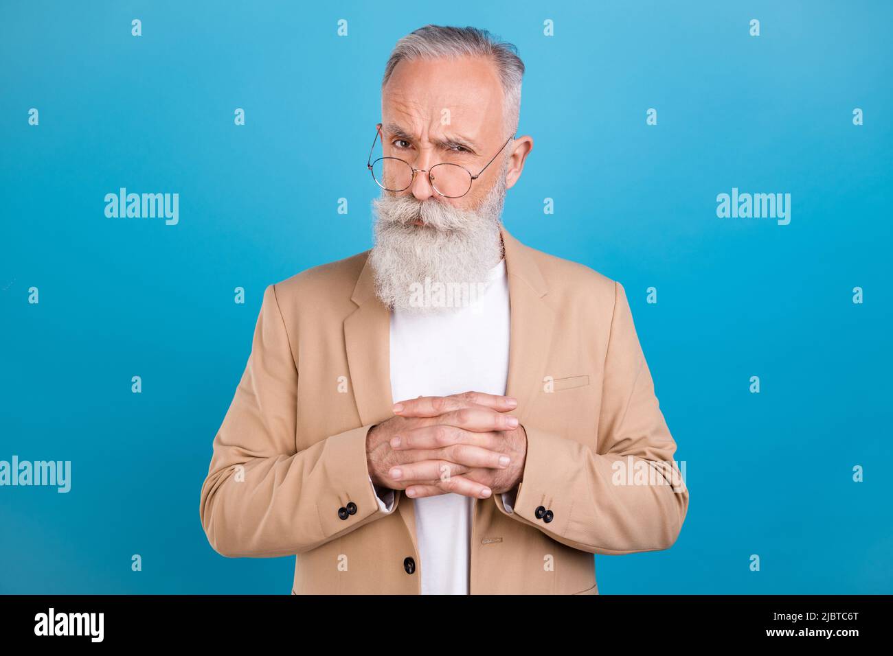 Portrait of handsome elegant intellectual grey-haired man professor ...