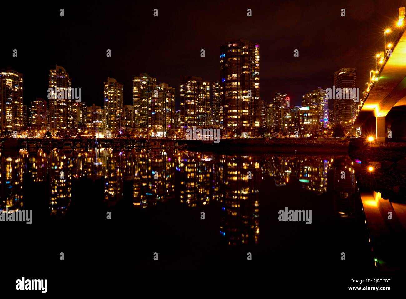 Cambie Bridge and Yaletown Lights Vancouver. The view of Yaletown ...