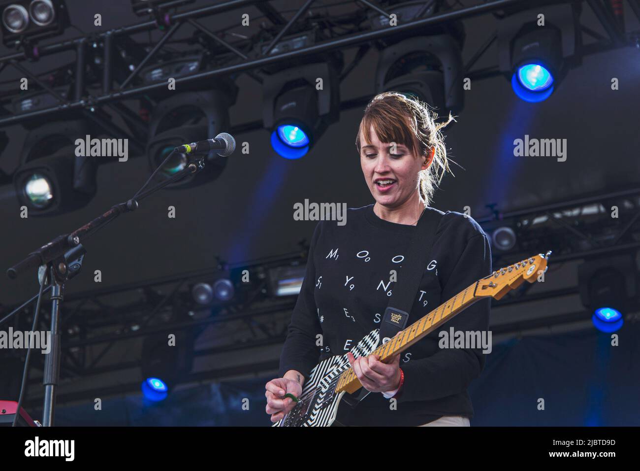 Jenn Wasner of Wye Oak performs on stage at Haven festival in ...
