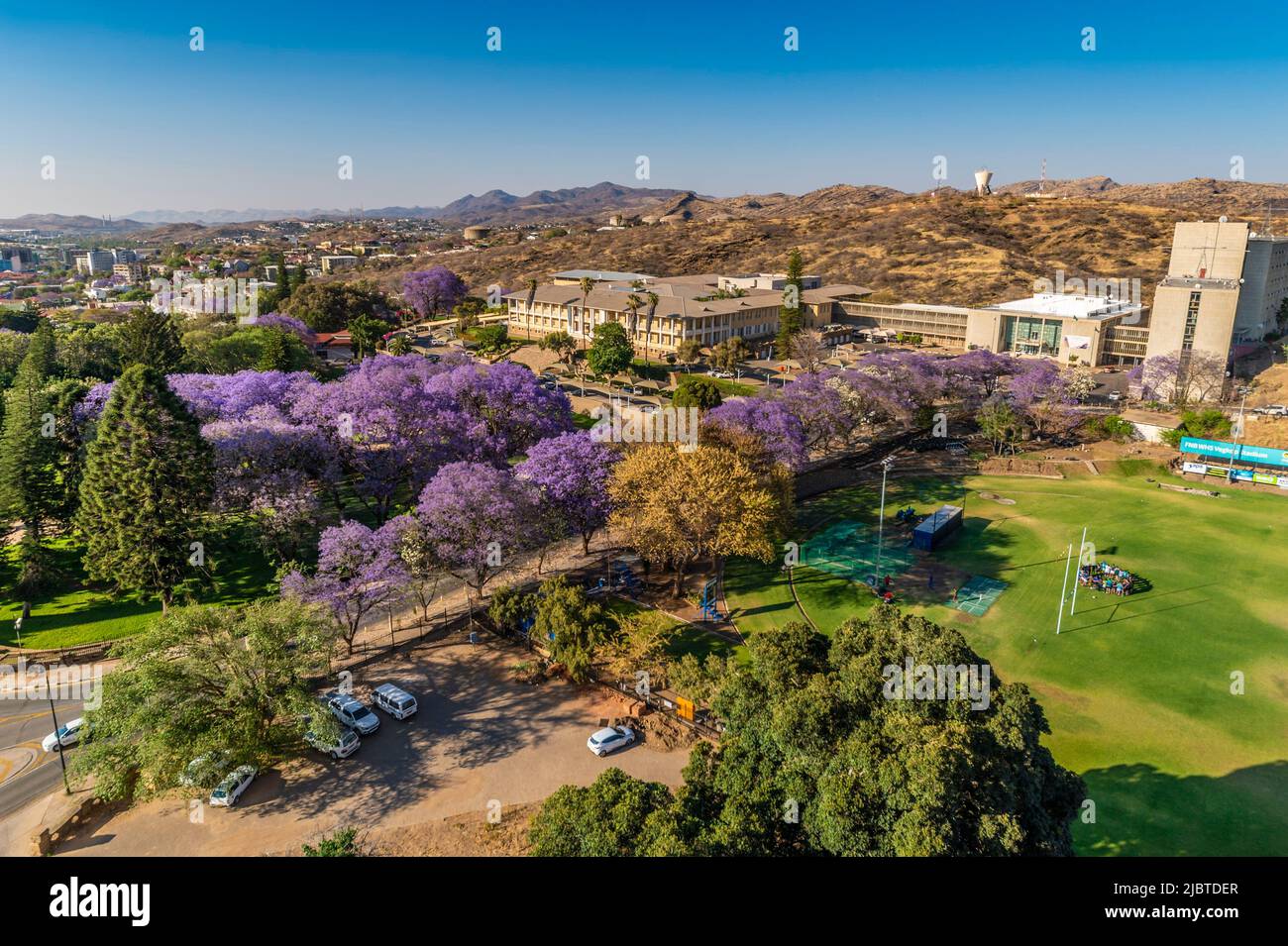Namibia, Khomas region, Windhoek, view of the parliament whose access ...