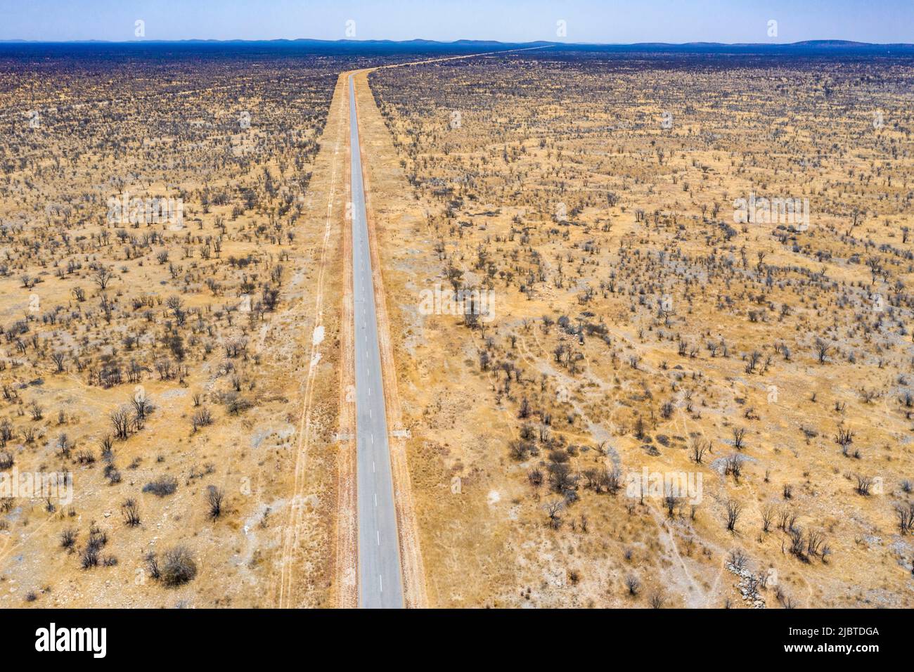 Namibia, Kunene region, road through the bush, aerial view Stock Photo ...