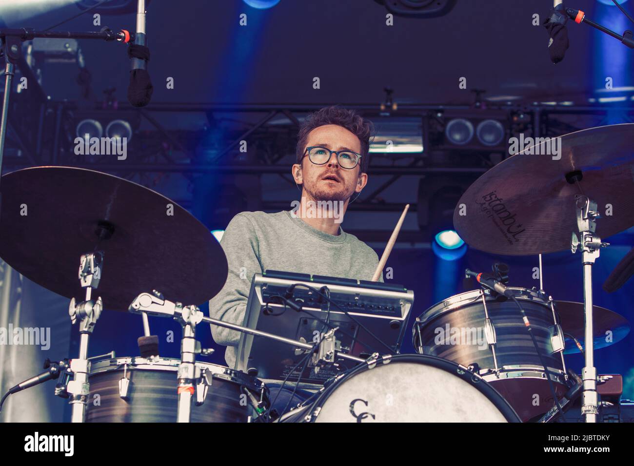Andy Stack of Wye Oak performs on stage at Haven festival in Copenhagen ...