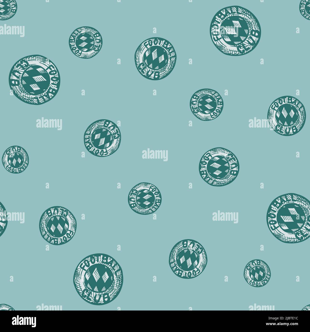 Football emblem engraving seamless pattern. Vintage background sport ...