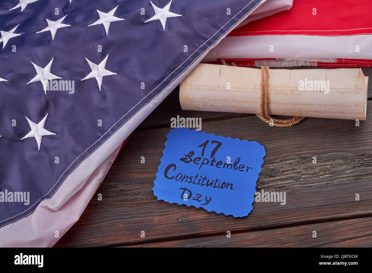 September seventeenth constitution day concept. Top view flat lay. Old ...