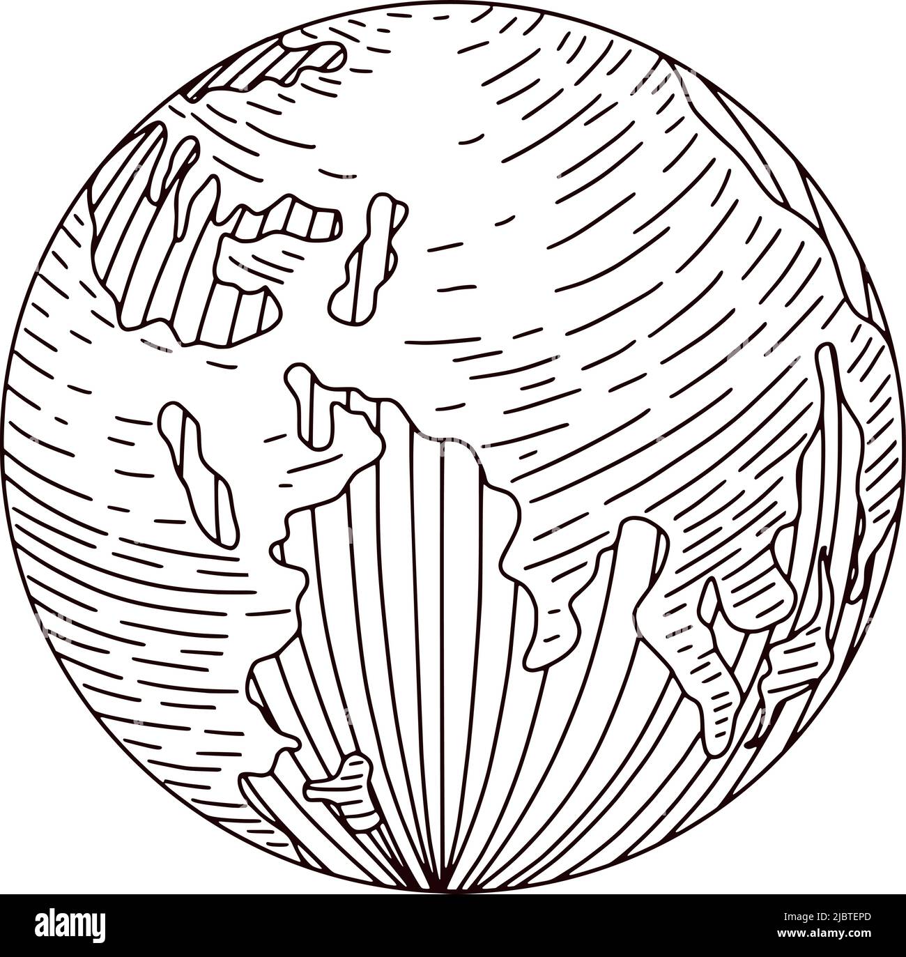 Planet earth engraved isolated on white background. Vintage sphere of ...