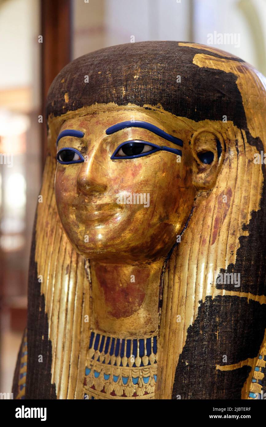 Egypt, Cairo, downtown, Egyptian museum of Cairo, funeral masks of ...