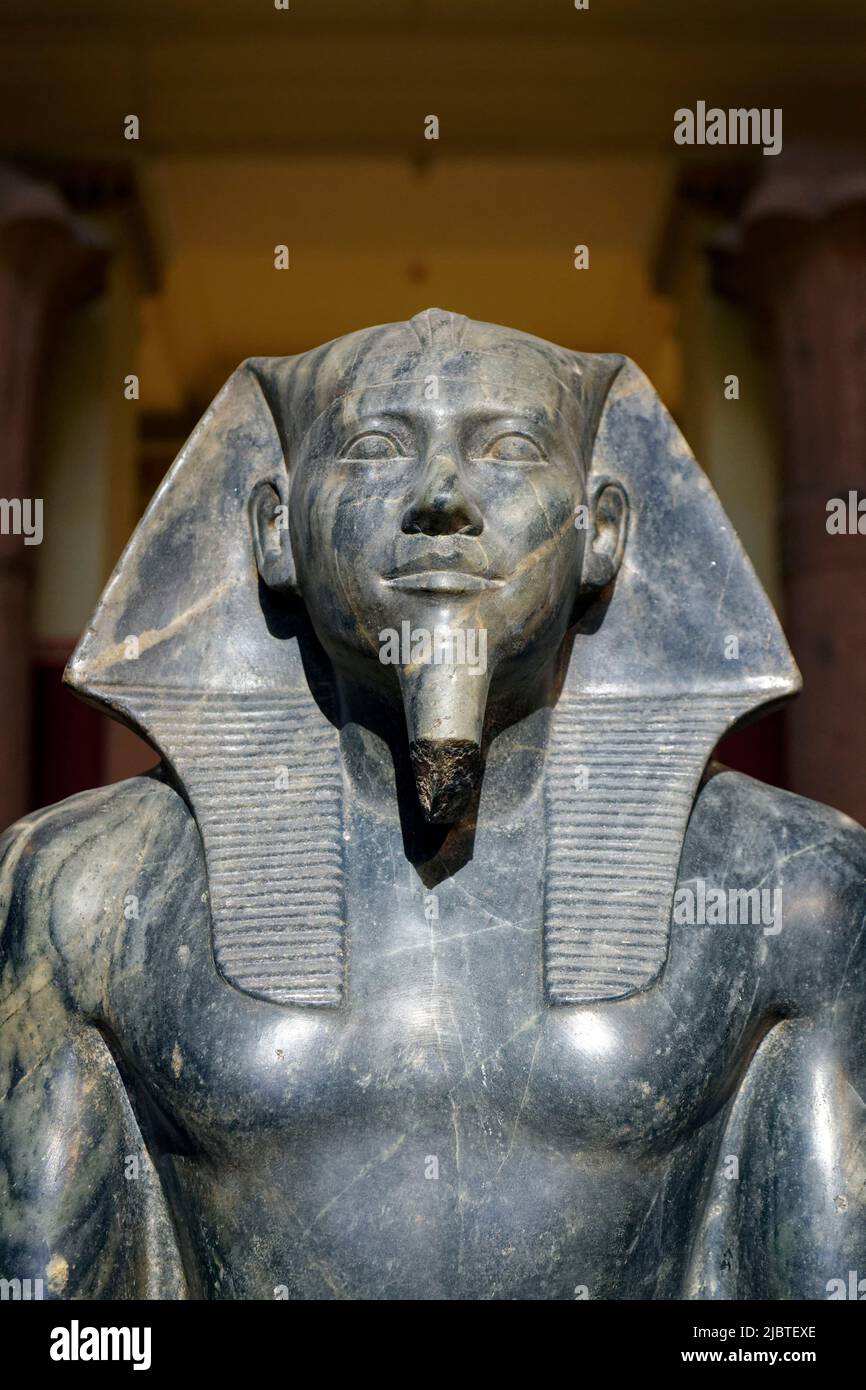 Egypt, Cairo, downtown, Egyptian museum of Cairo, statue of king ...