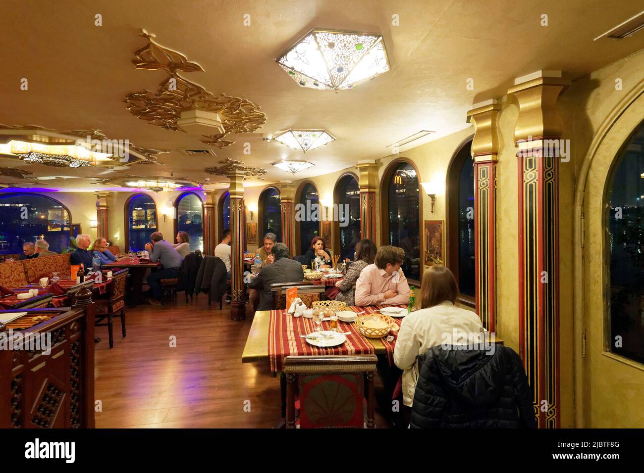 Egypt, Cairo, Zamalek district, Gezira island, Nile river quay, Le Pacha Boat 1901, Casino ...