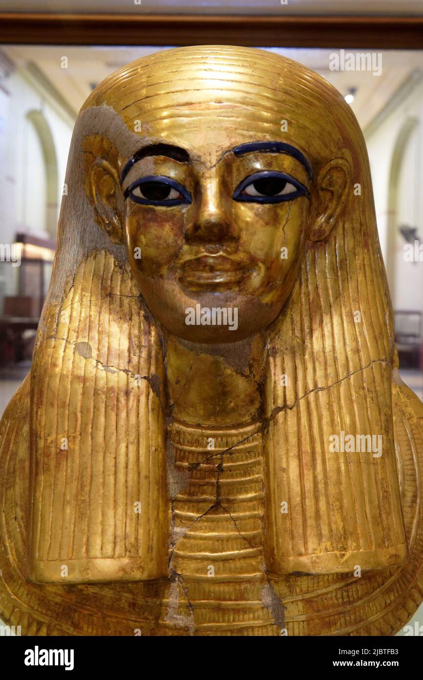 Egypt, Cairo, downtown, Egyptian museum of Cairo, funeral mask of Yuya ...