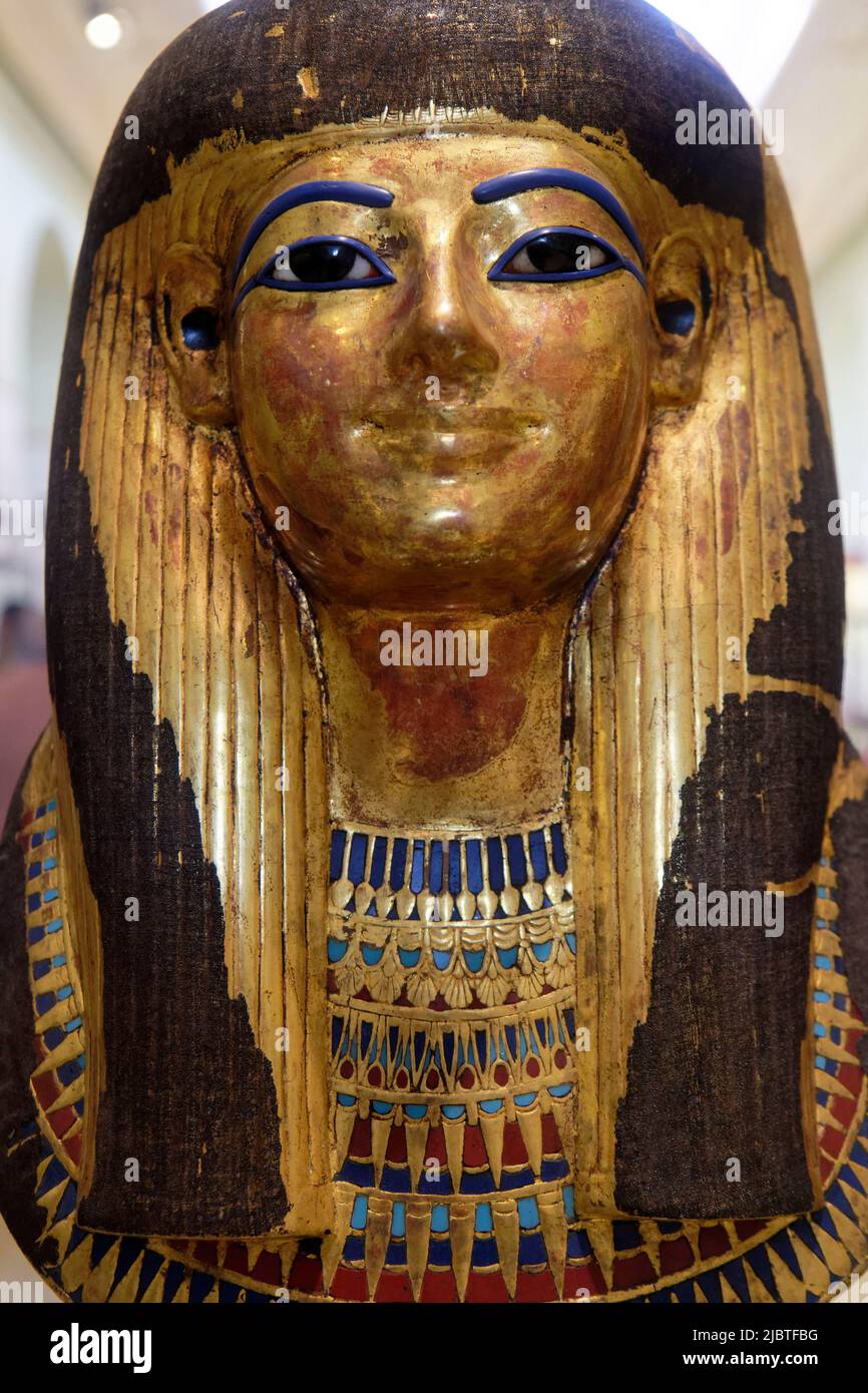 Egypt, Cairo, downtown, Egyptian museum of Cairo, funeral masks of ...