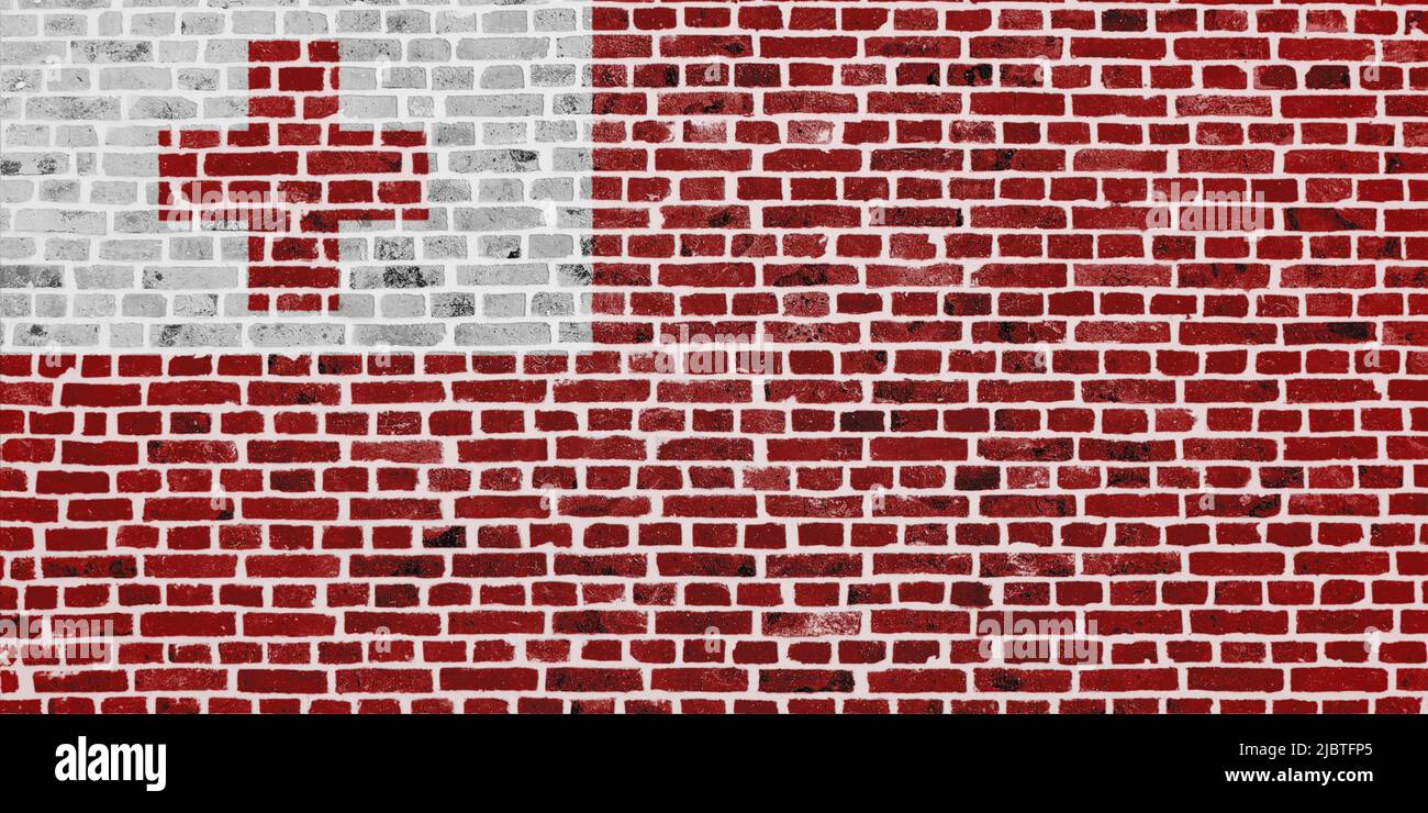 Close-up on a brick wall with the flag of Tonga painted on it Stock ...