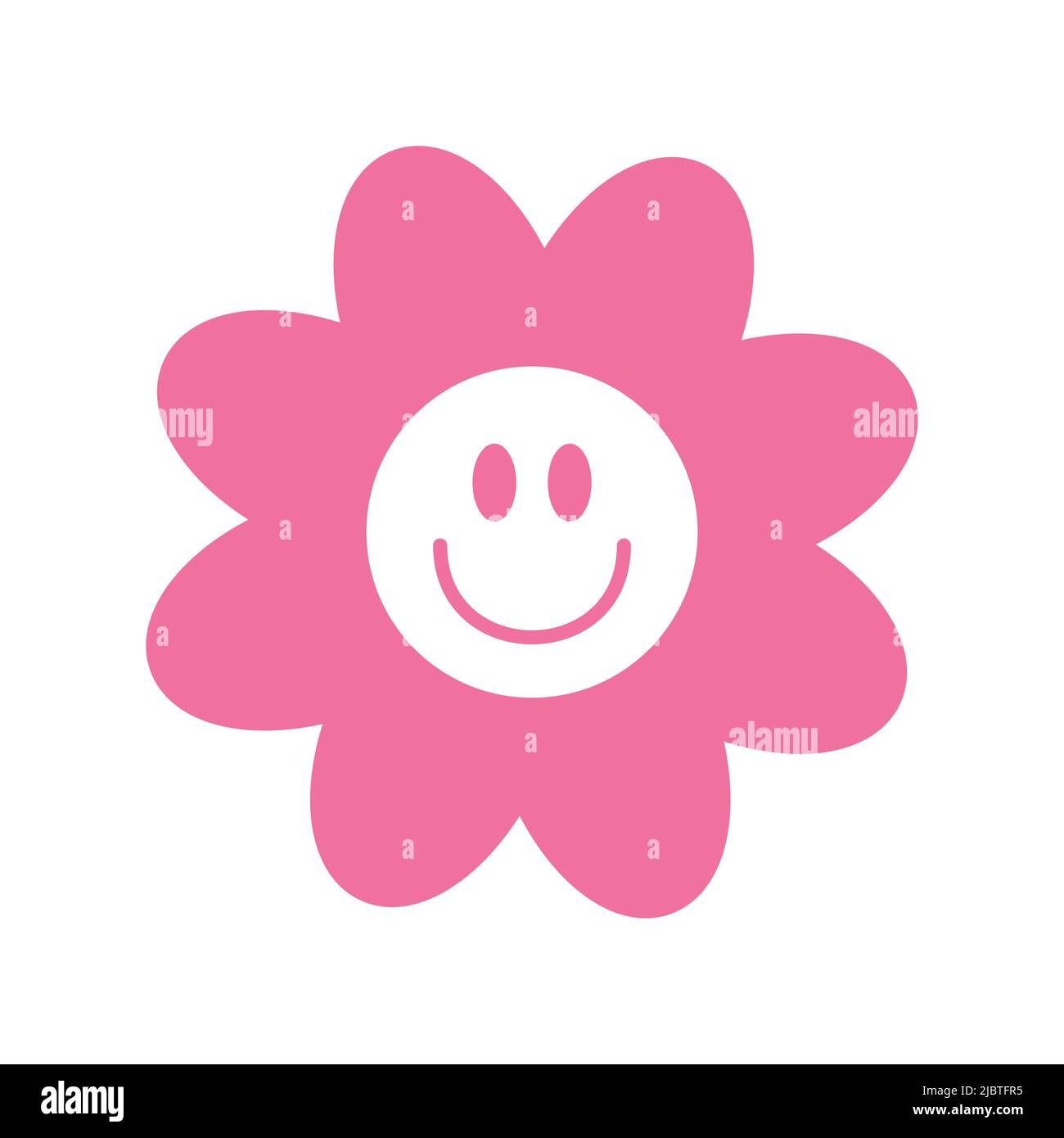 Vector flat pink flower with face isolated on white background Stock ...