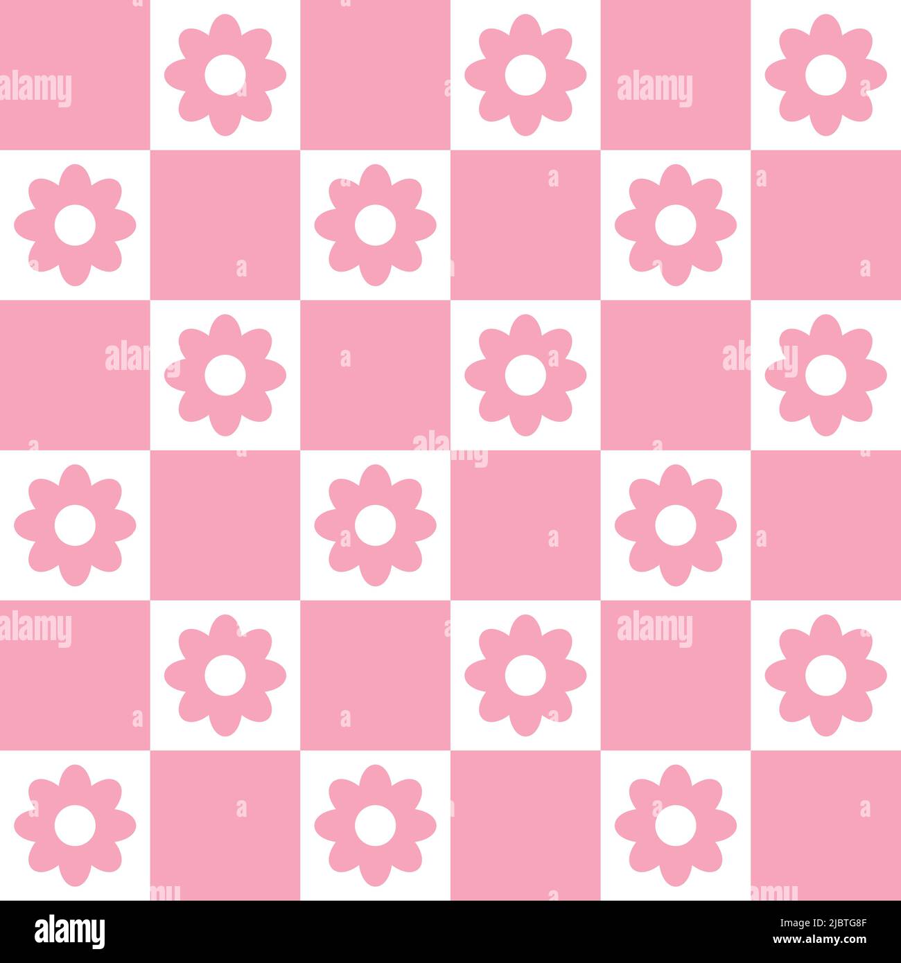 Vector seamless pattern of pink flat chess board print with flowers ...
