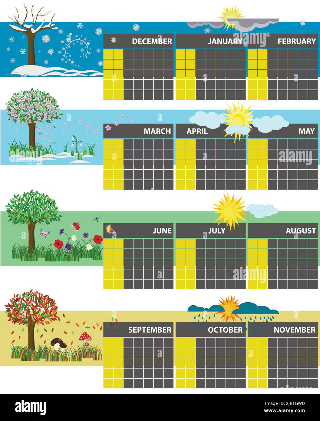Four Seasons Of The Year Months