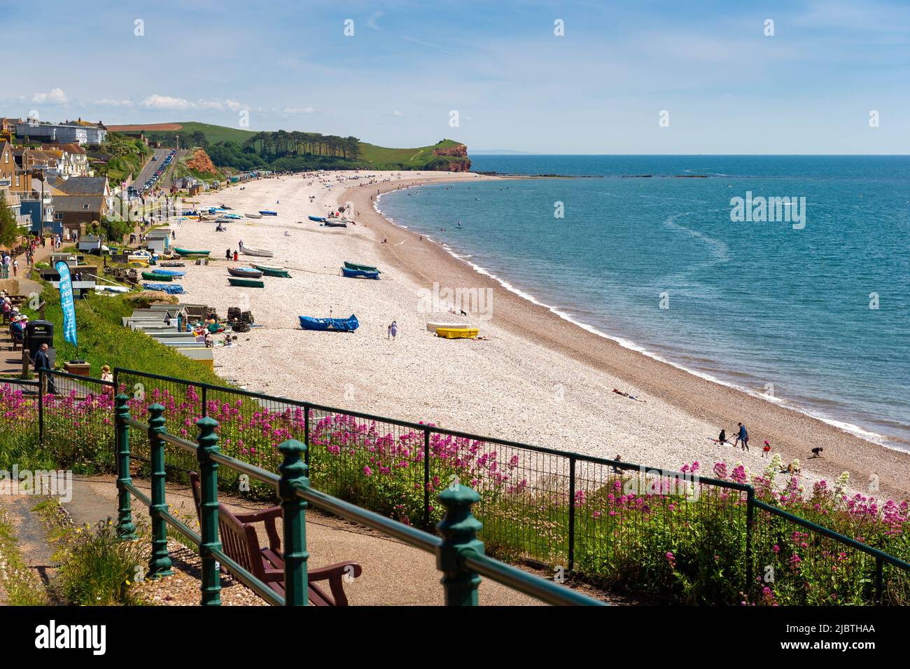 Budleigh Salterton Coastline from above on a sunny day, Devon, England ...