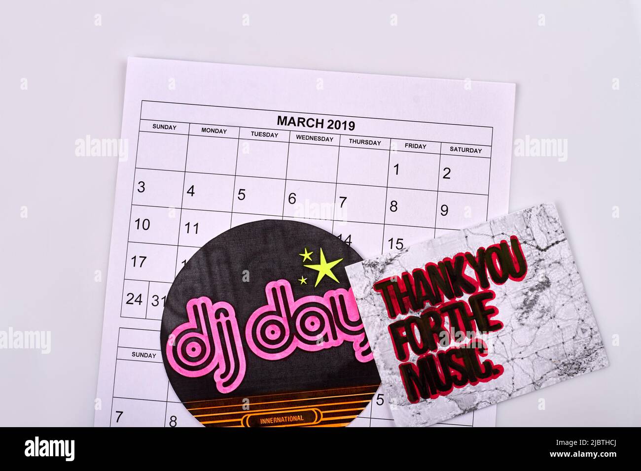 Thank you for the music. Dj day concept. Isolated on white background ...