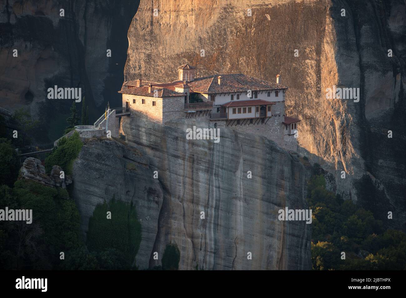 travel landmark meteora monastery on the top of thessaly mountains ...