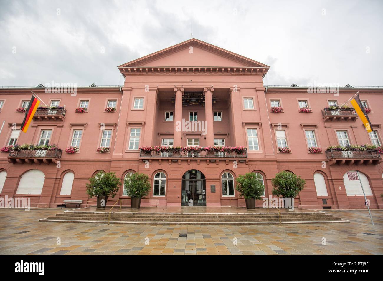 Karlsruhe, Germany - Aug 28, 2021: Front view of the city hall of ...