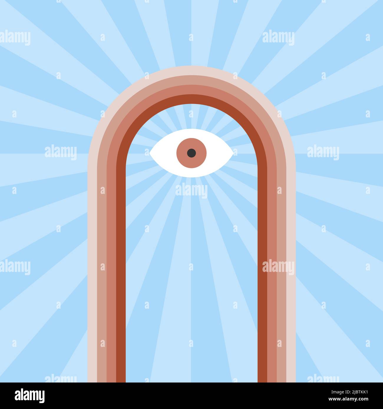 Geometrical boho evil eye background. Long rainbow. Minimalist modern ...