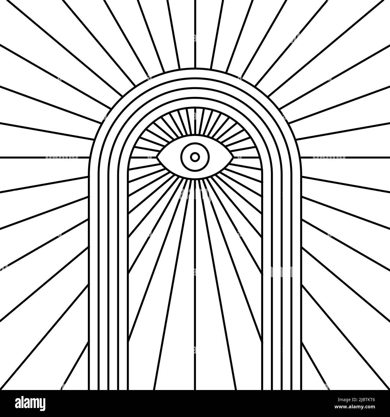 Geometrical boho evil eye background. Black outline poster. Minimalist ...