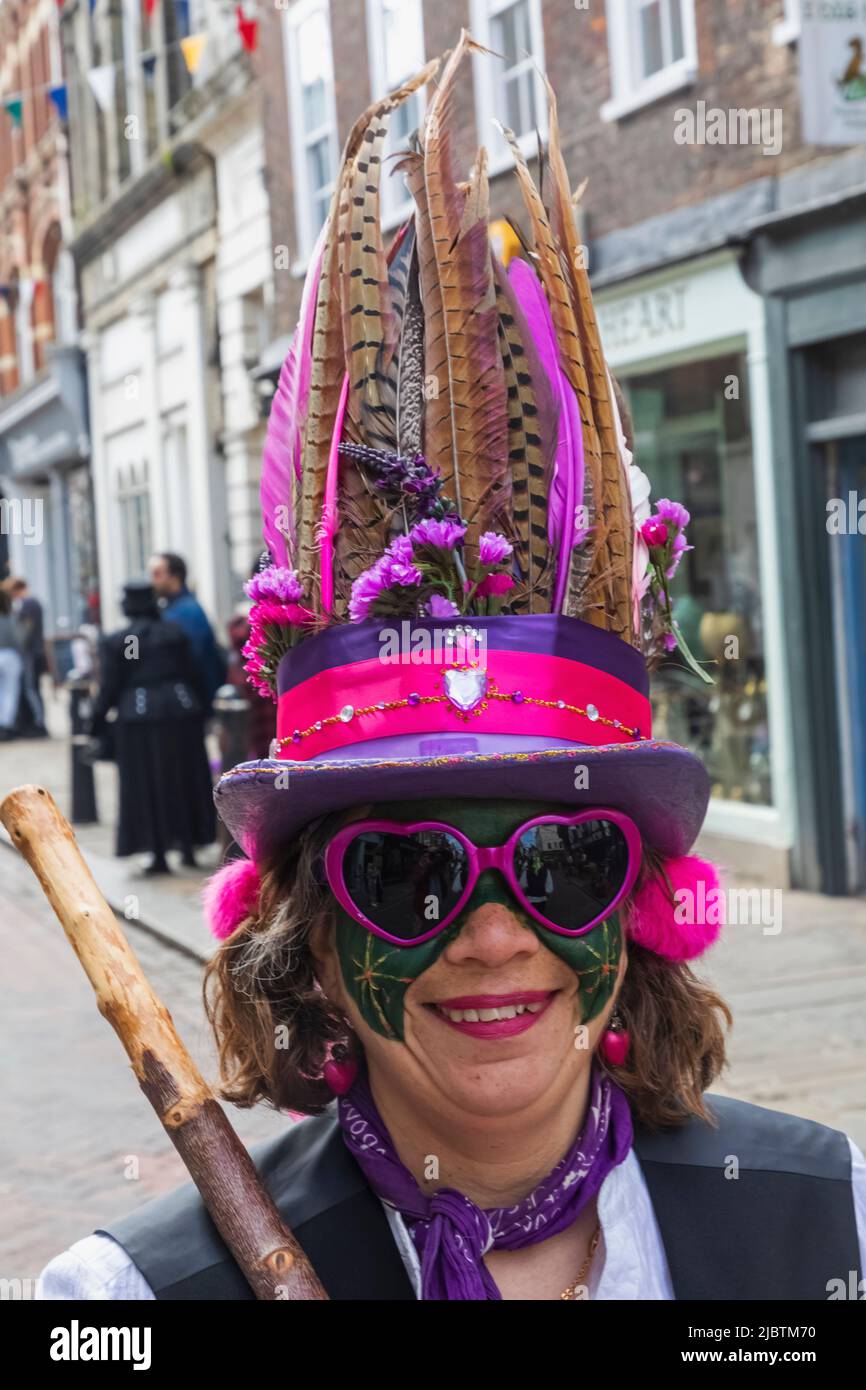 England, Kent, Rochester, Portrait of Lady in Morris Dancing Costume at ...