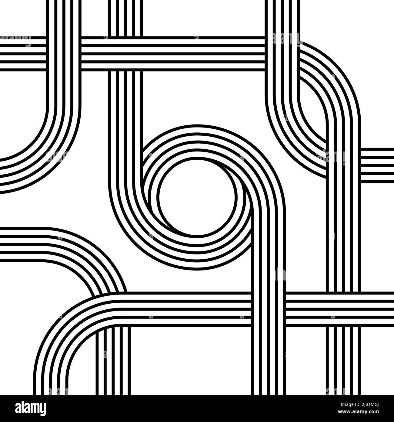 Abstract linear maze background. Black and white. Vector illustration ...