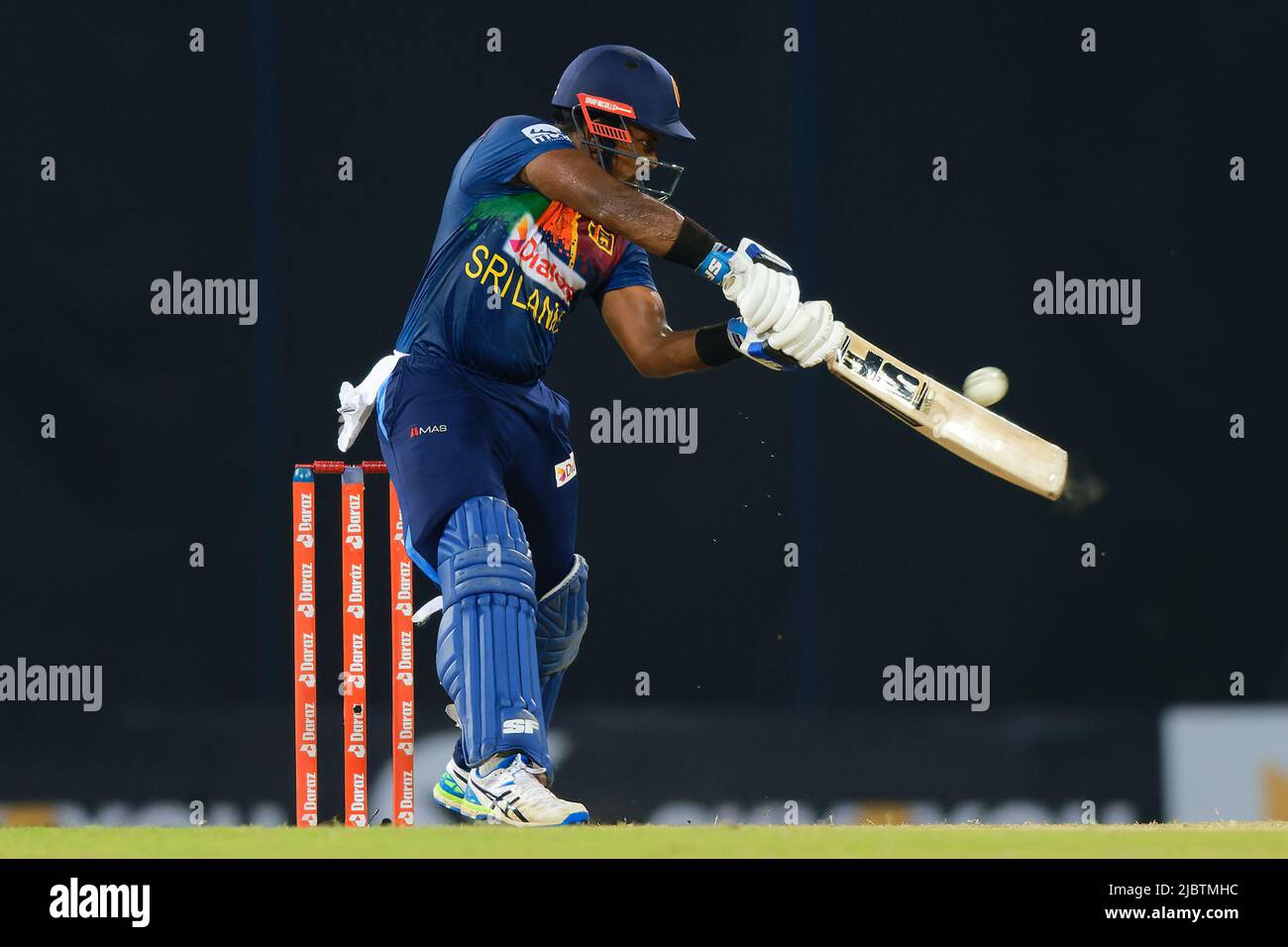 Colombo, Sri Lanka. 8th June 2022. Charith Asalanka of Sri Lanka bats ...