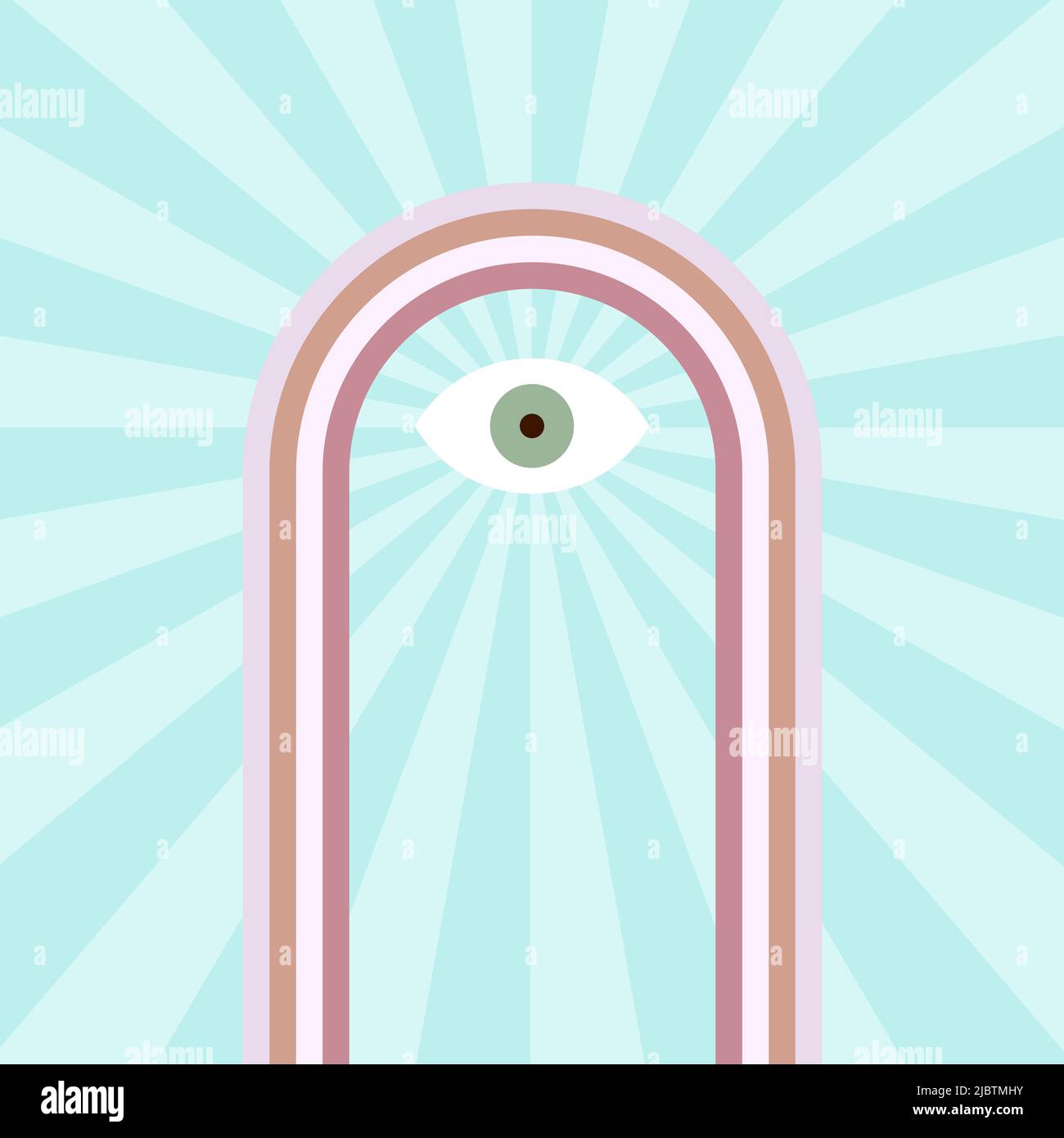 Geometrical boho evil eye background. Long rainbow. Minimalist modern ...