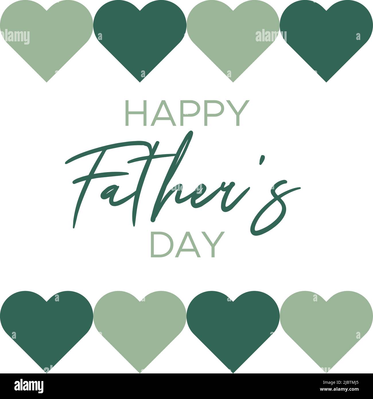 Happy Father's Day. Green heart shapes. Vector illustration, flat ...