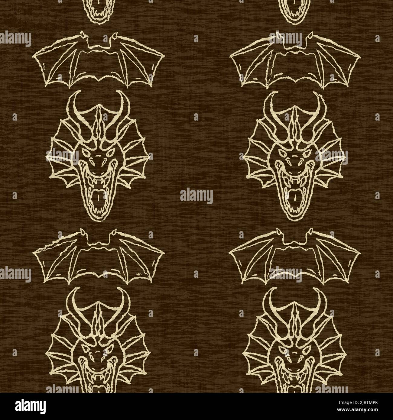 Dragon linen effect texture seamless pattern. Woven mythical beast for ...