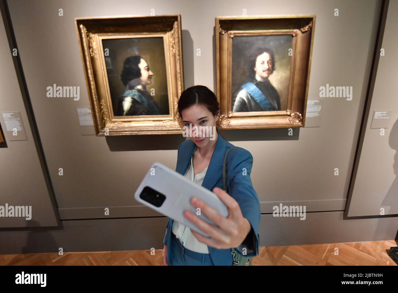 Moscow. Visitors at an exhibition 'Peter the Great. The lord's mustache ...