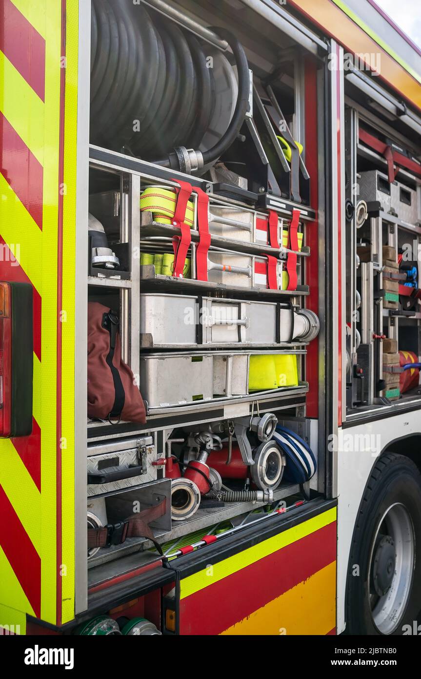 Fire engine with equipment necessary for a rescue operation Stock Photo ...