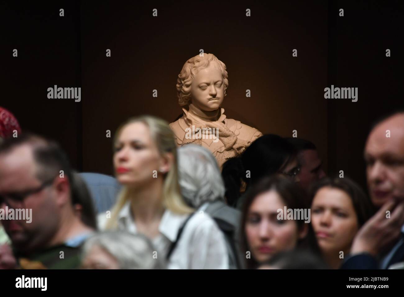 Moscow. Visitors at an exhibition 'Peter the Great. The lord's mustache ...