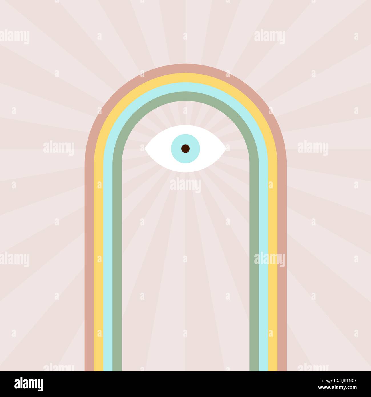 Geometrical boho evil eye background. Long rainbow. Minimalist modern ...