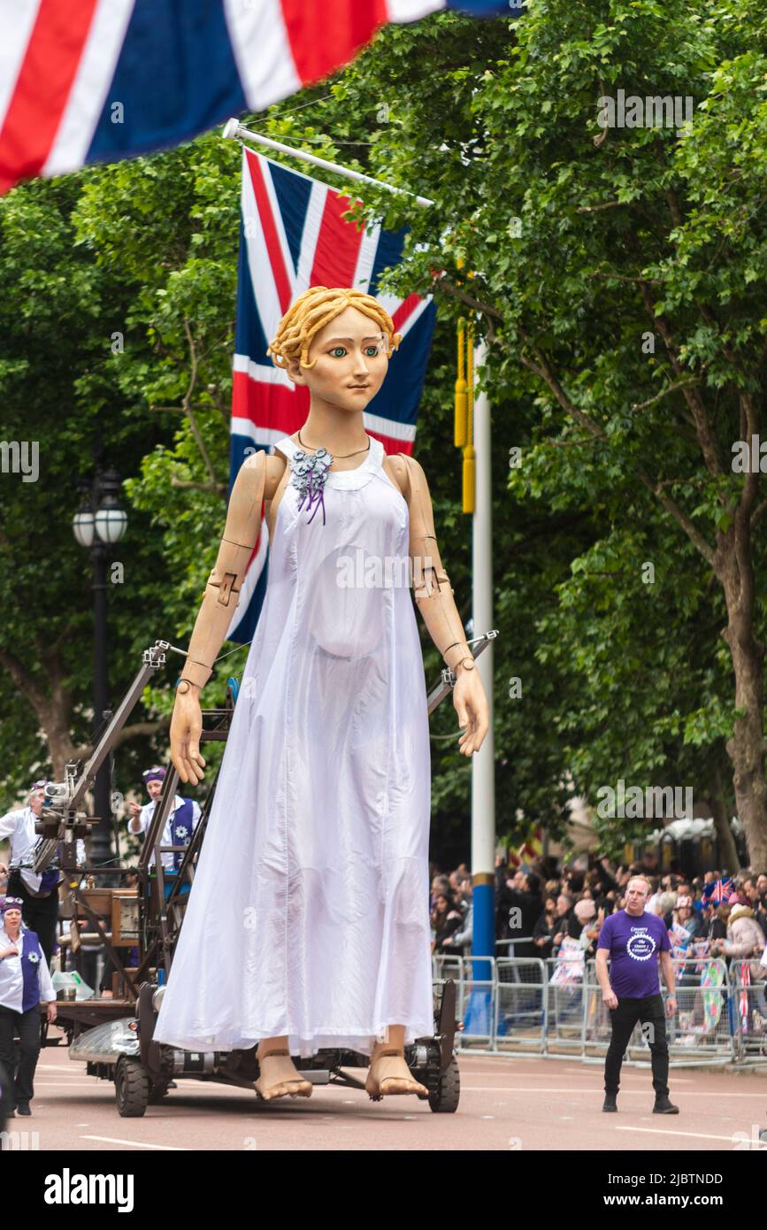 Giant Lady Godiva puppet figure at the Queen's Platinum Jubilee Pageant ...