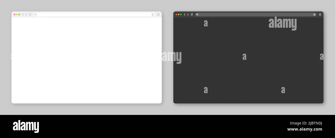 Blank web browser window with toolbar and search field. Modern website ...