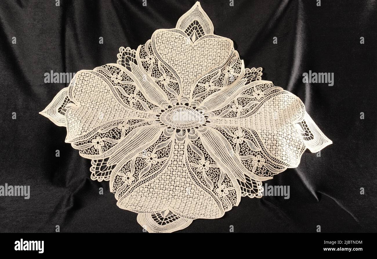 decorative lace on black background Stock Photo - Alamy