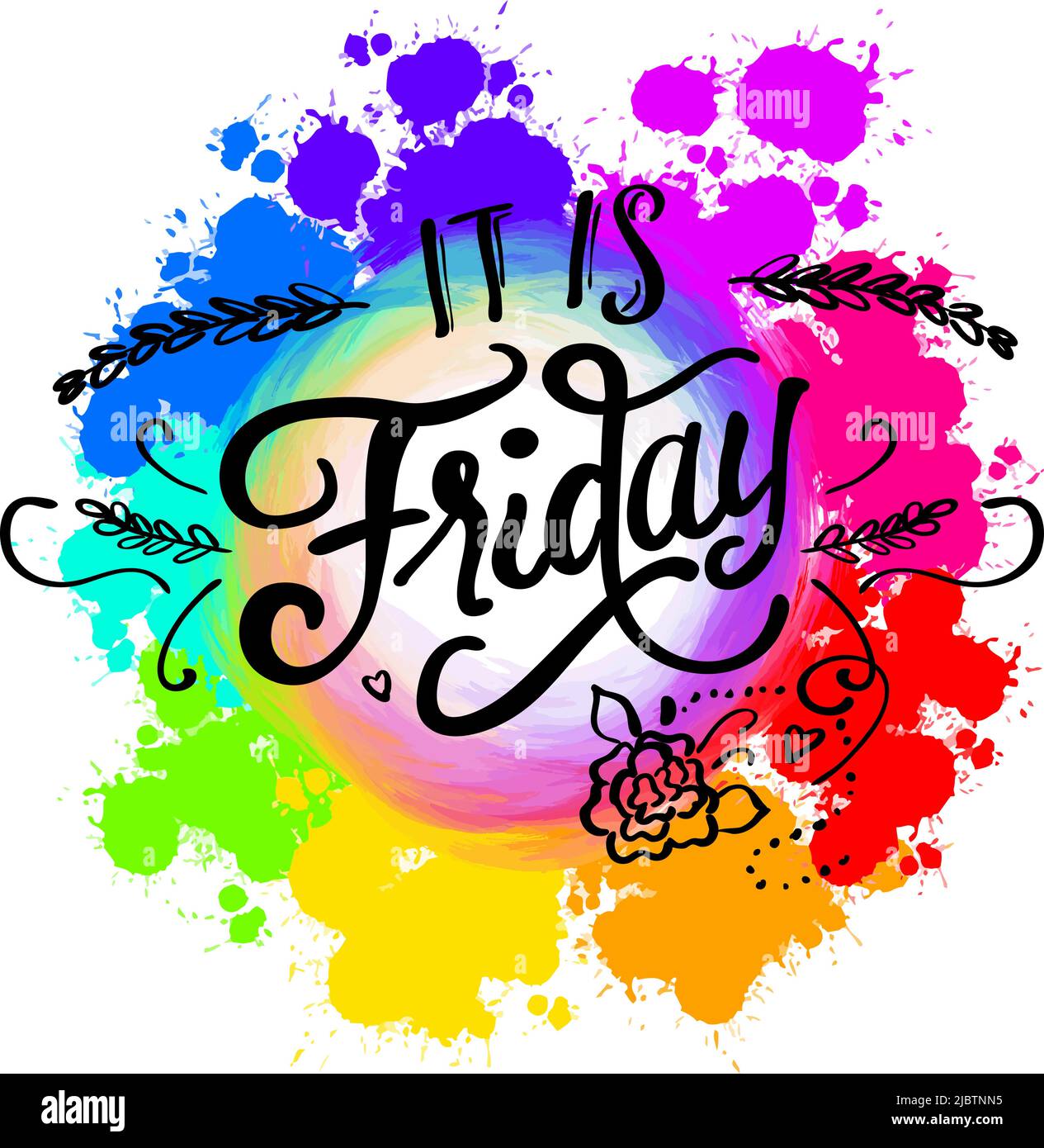 Its Friday Lettering. Real drawing by hand. Colorful vector sign Stock ...