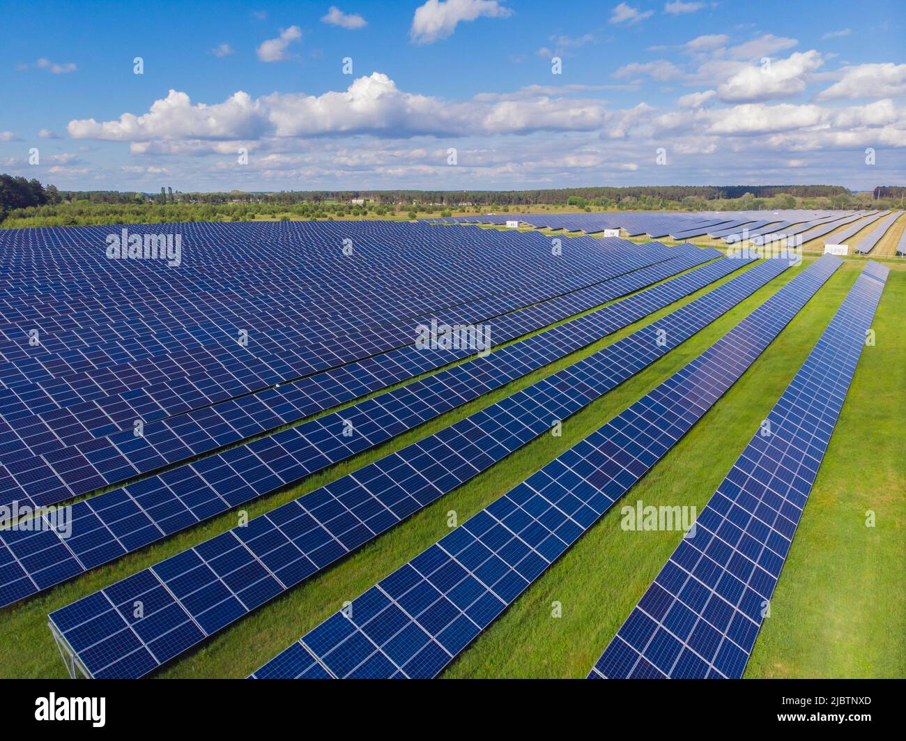 Aerial top view of a solar pannels power plant. Renewable energy ...