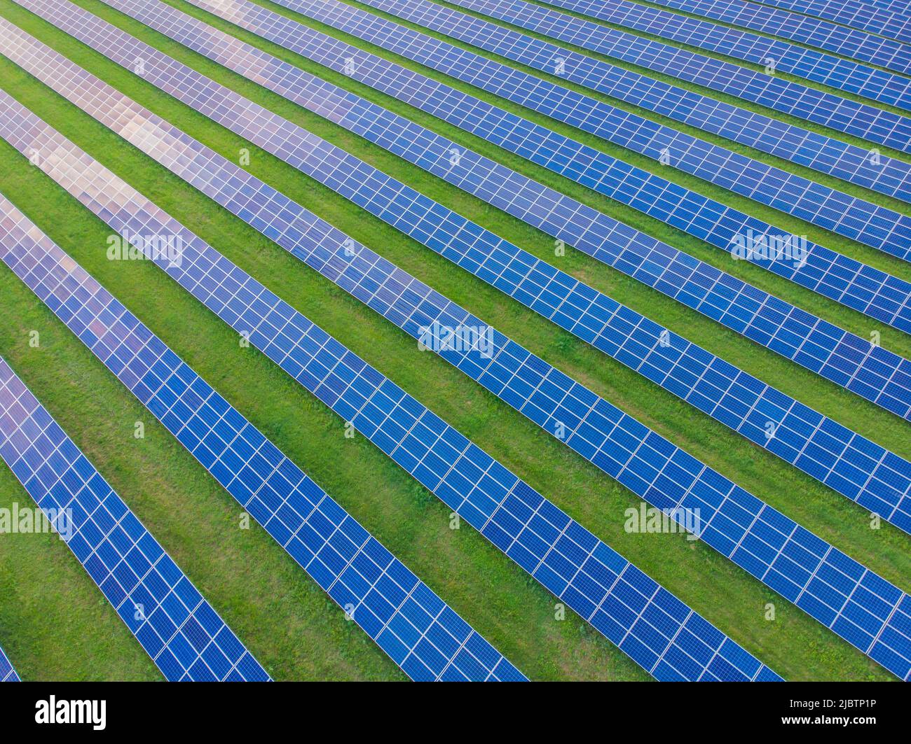 Top view of solar panels field solar cell from above. Alternative ...