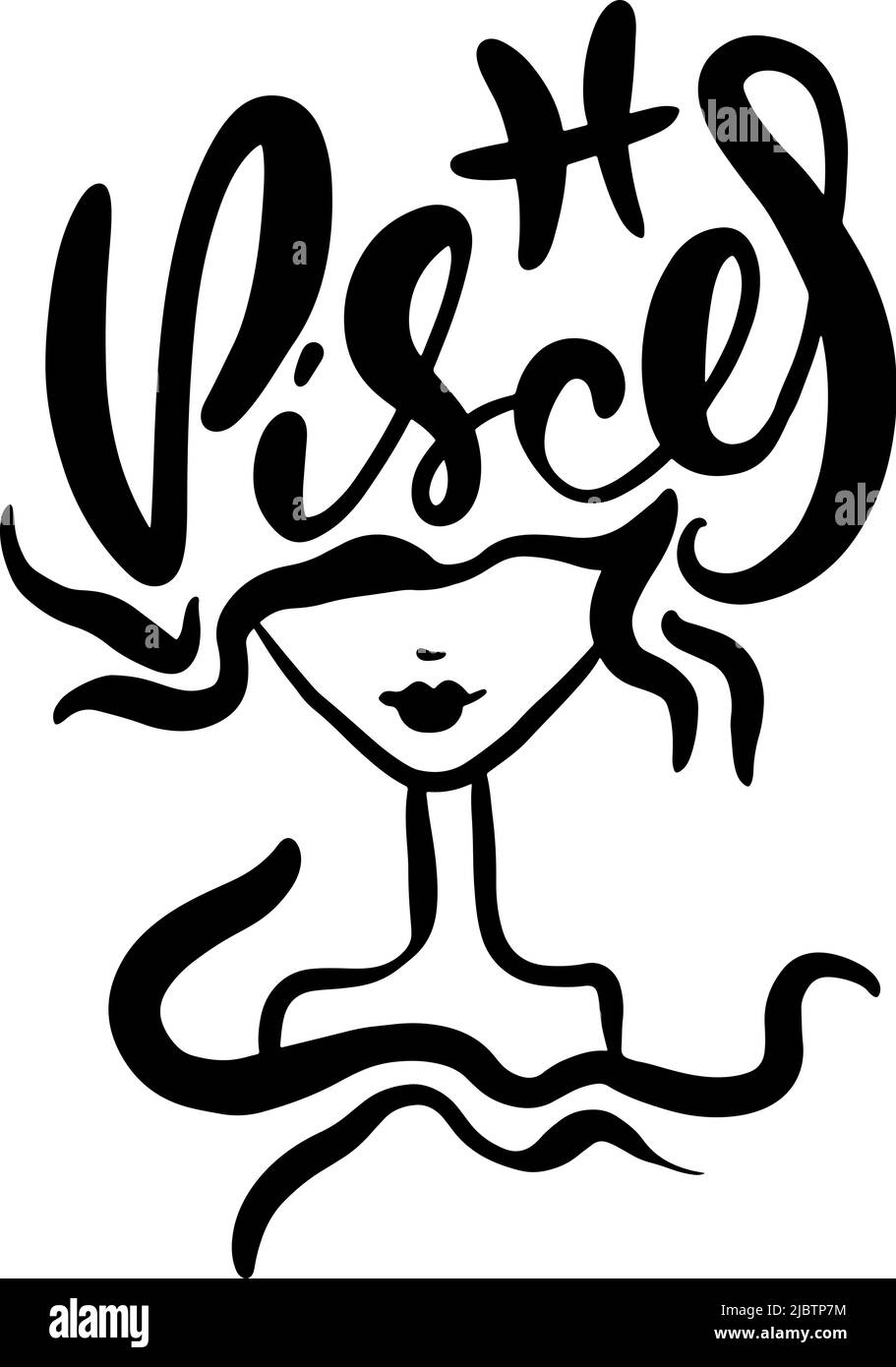 Zodiac sign Pisces girl sketch. Abstract vector illustration Stock ...