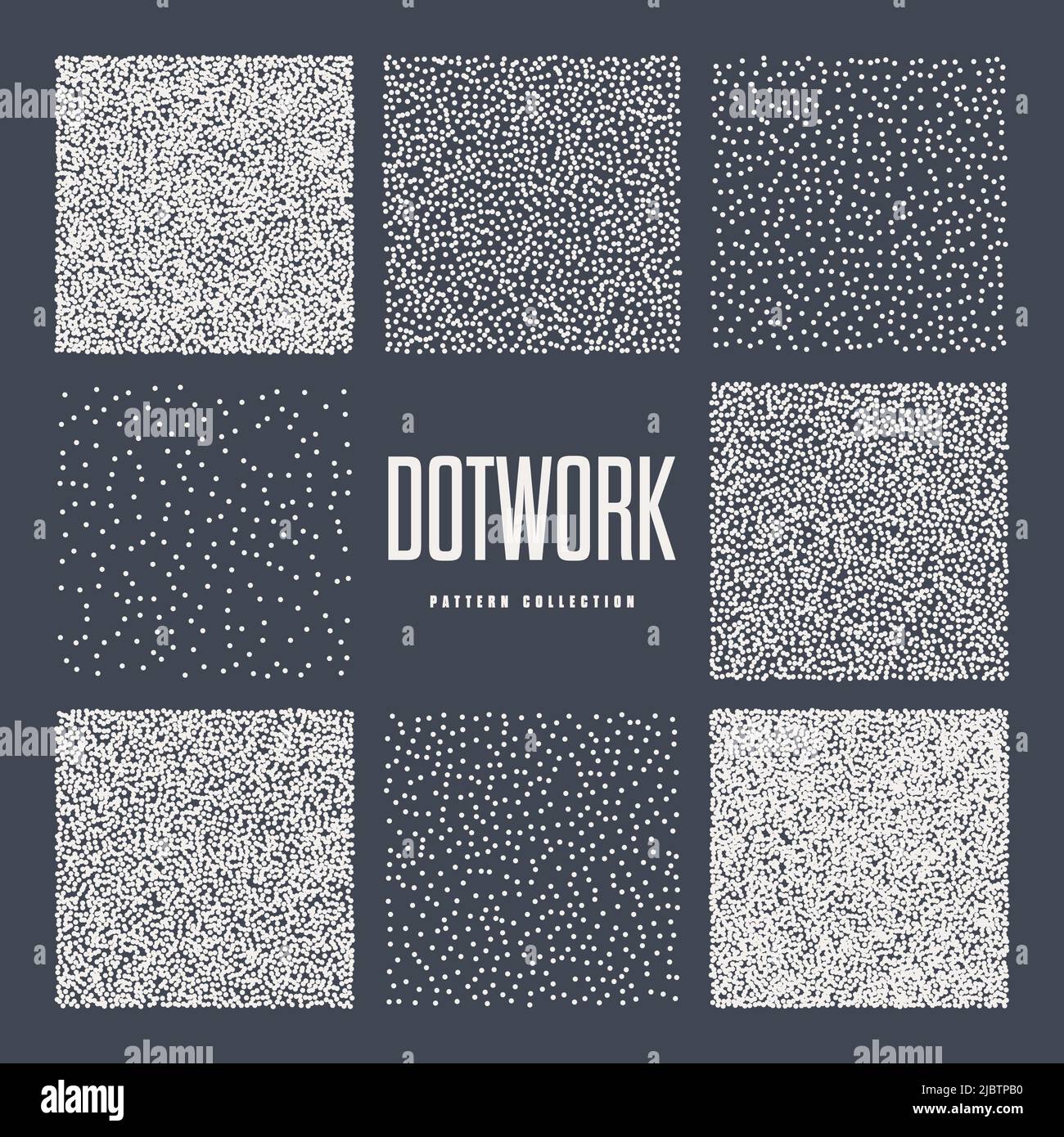 Square shaped dotted objects, stipple elements. Stippling, dotwork ...