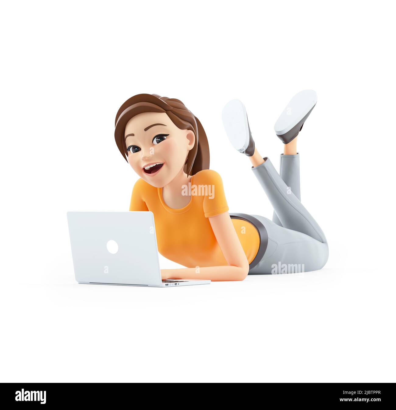 Woman With Laptop Cartoon