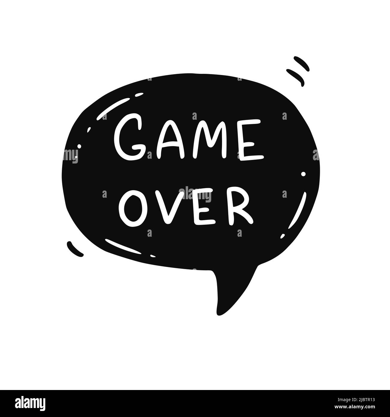 Game over quote speech bubble element. Hand drawn sketch doodle style ...