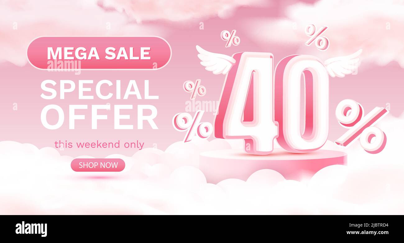 Mega sale special offer 40, Stage podium percent, discount sale. Vector ...