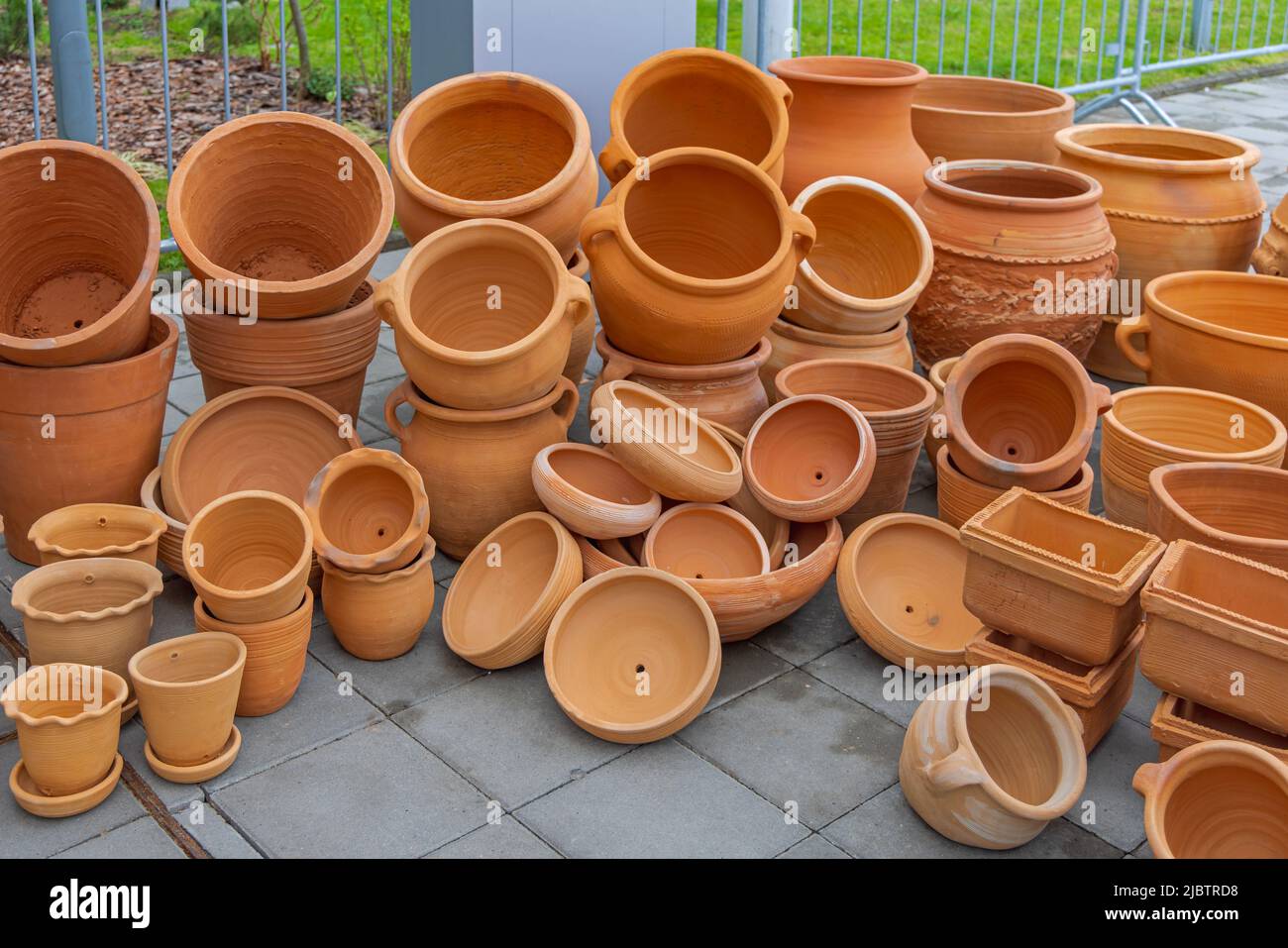 Large Collection of Earthenware Pottery Pots Jugs Variety Stock Photo ...