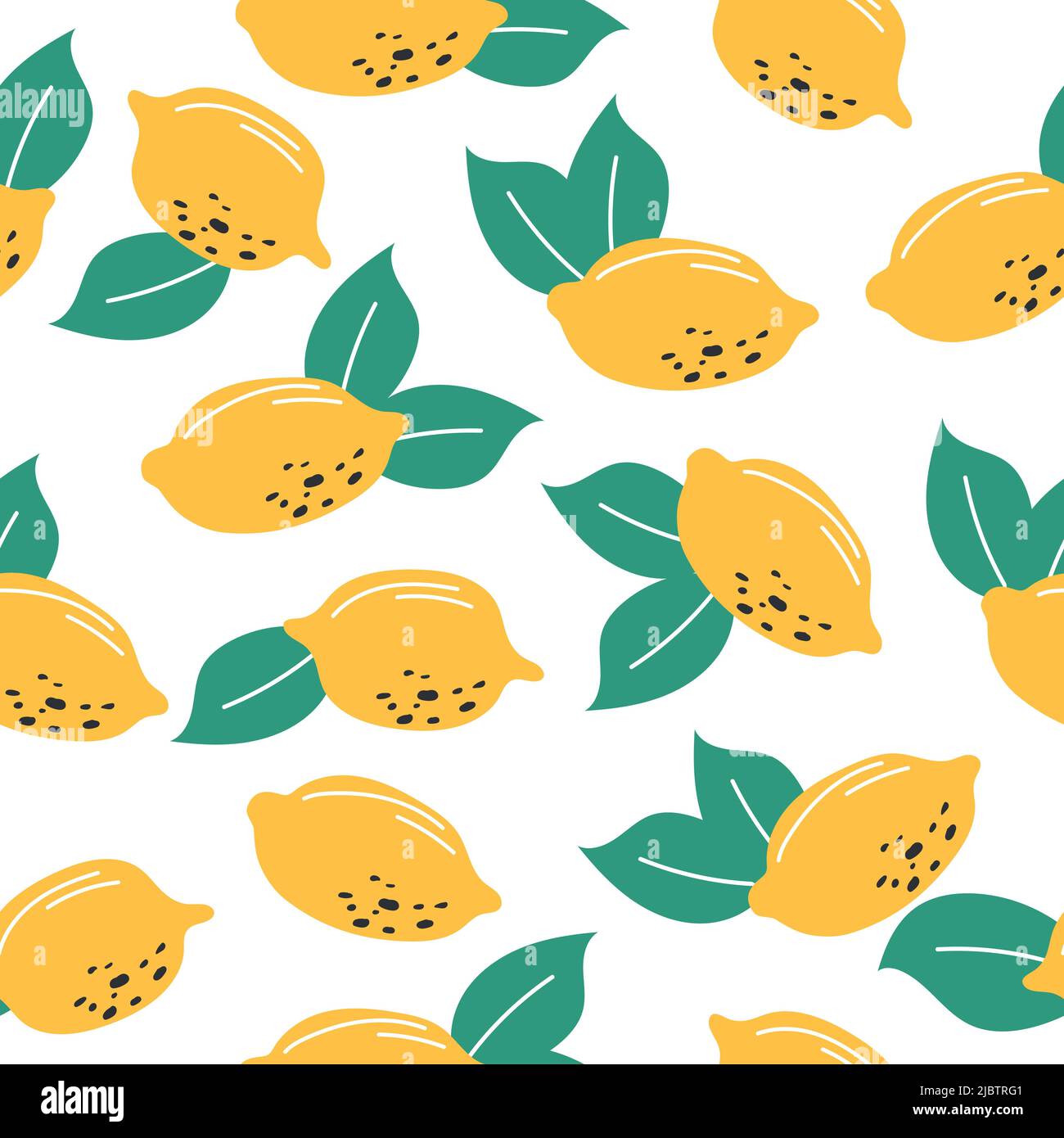 Fresh lemons background. Hand drawn colorful wallpaper vector. Seamless ...