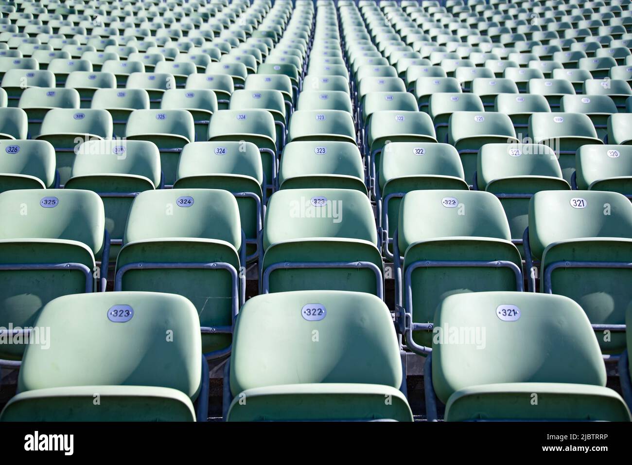 Empty chairs for audience on modern stadium arena or open air theatre ...